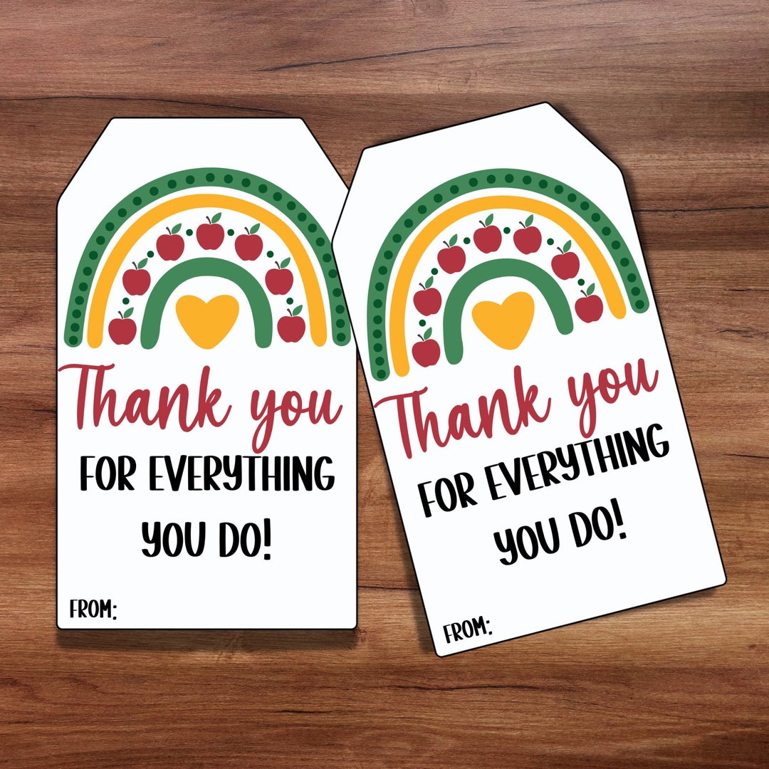 Teacher Appreciation TAG, TEACHER Thank You Gift Tag, Thank You Teacher ...