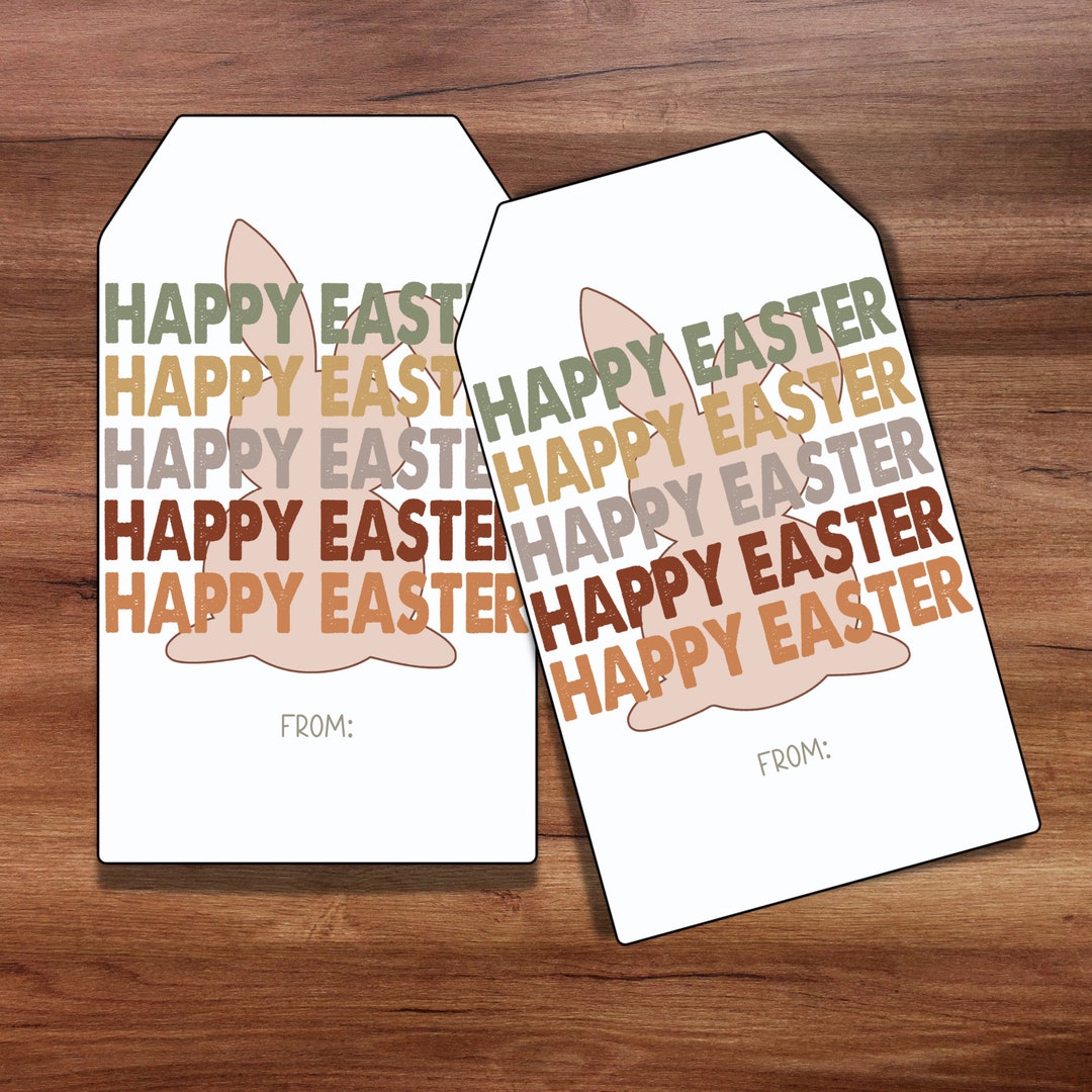 Happy Easter Gift Tags, Bunny Basket Label, Party Favor Tags, Kids ...