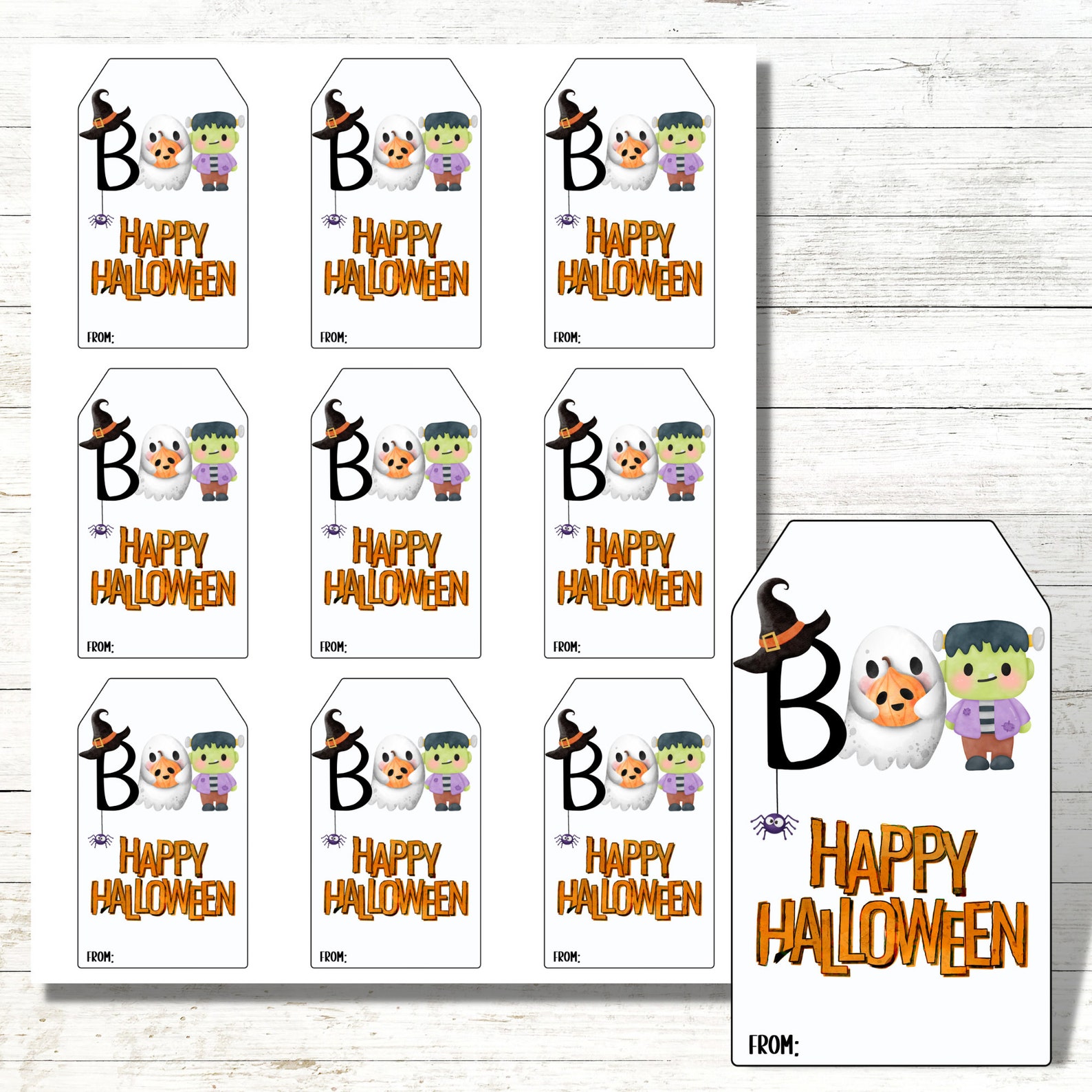 Halloween Favor Tags, Classroom Treats, Halloween Treat Tags, Ghost ...