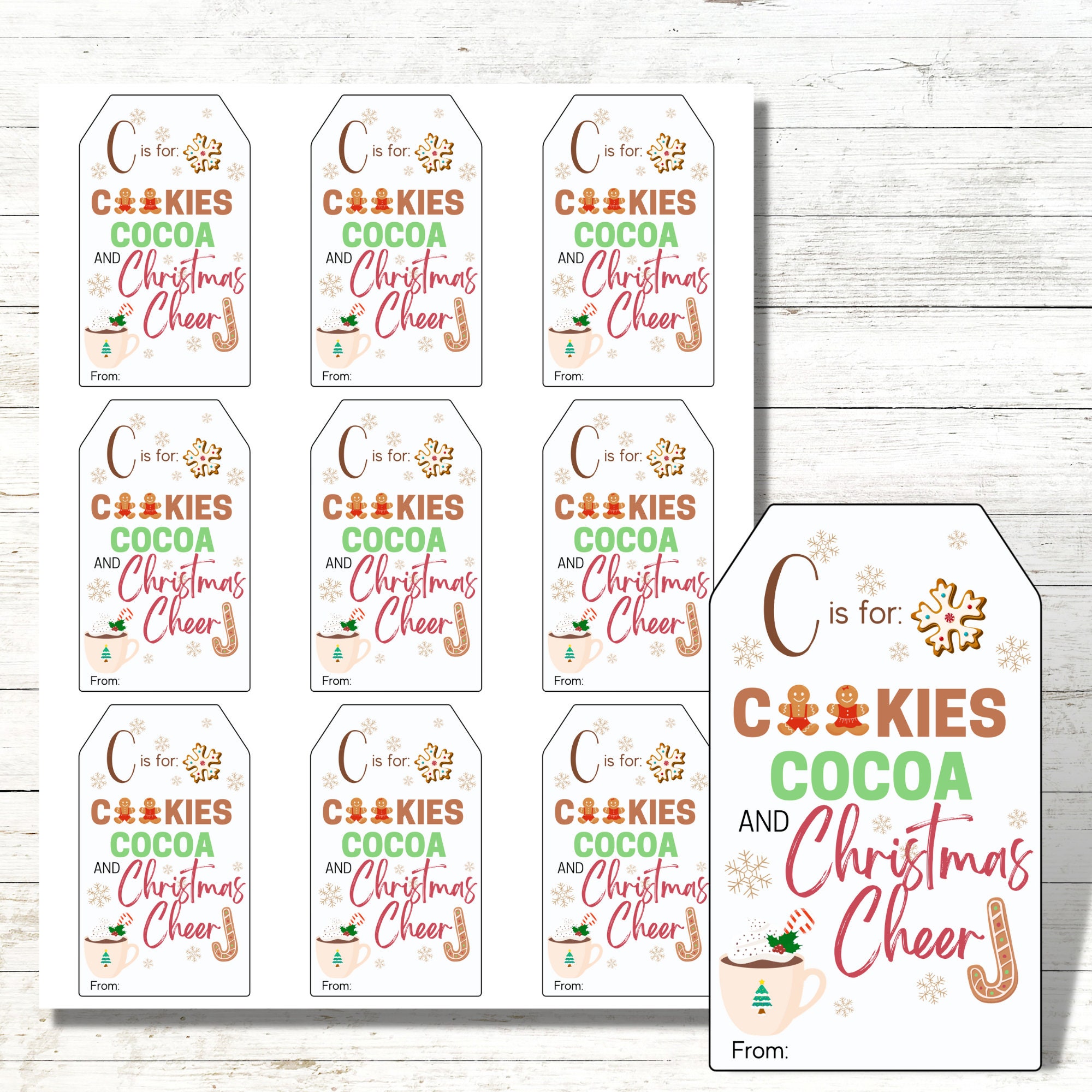 Christmas Classroom Gift Tags, C is for Cookies and Cocoa, Gift, Treat ...