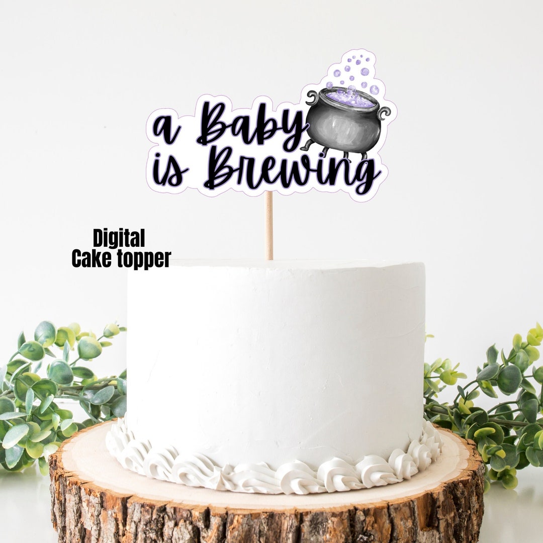 Halloween Baby Shower Cake Topper, A Baby is Brewing Theme Decorations ...