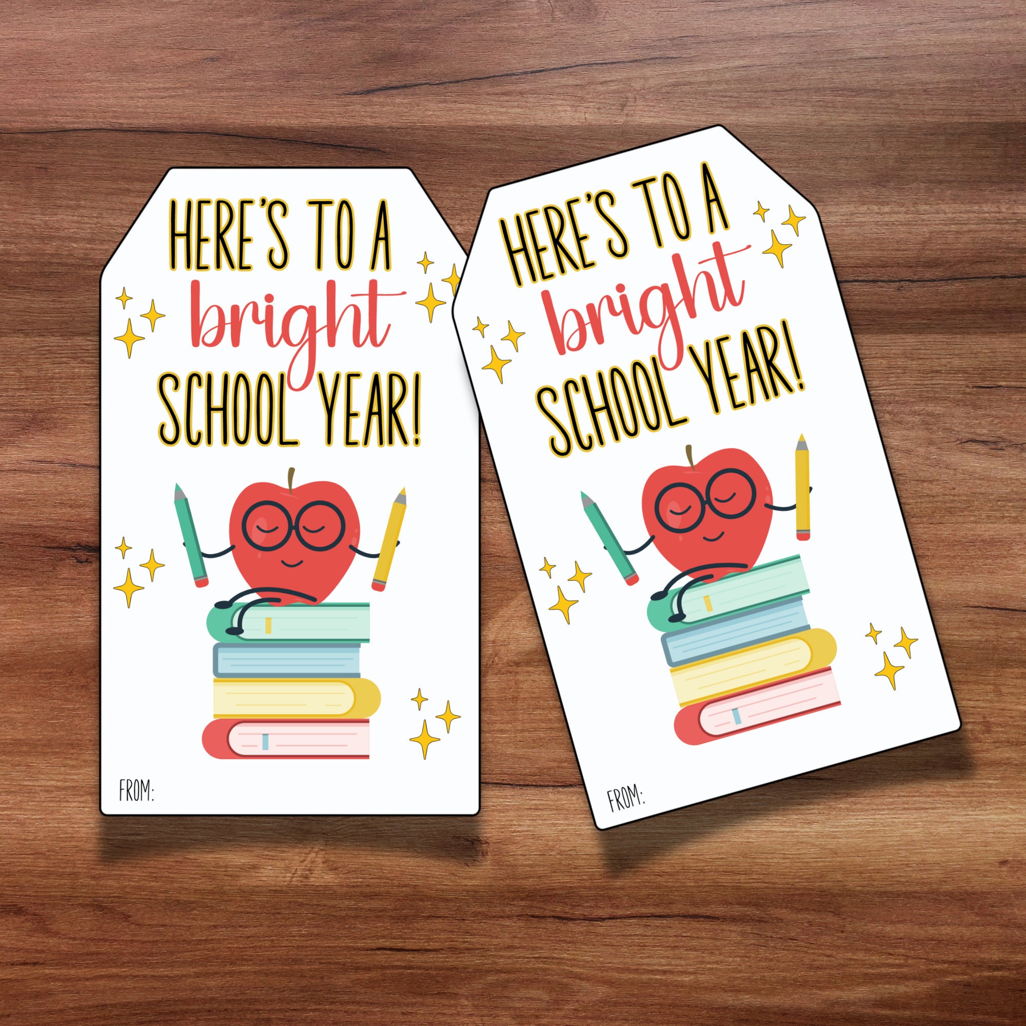 Back to School Gift Tags, Here's to a Bright School Year Tag, First Day ...