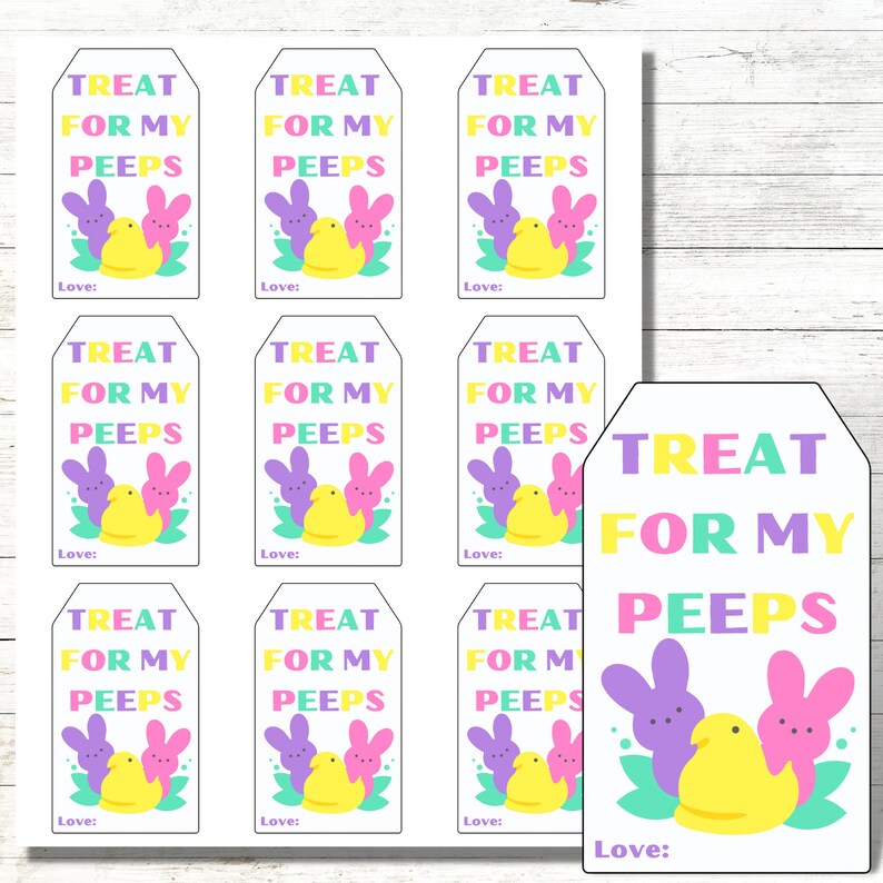 Peeps Tags, Treats for My Peeps Gift Tags, Happy Easter Gift Tags ...