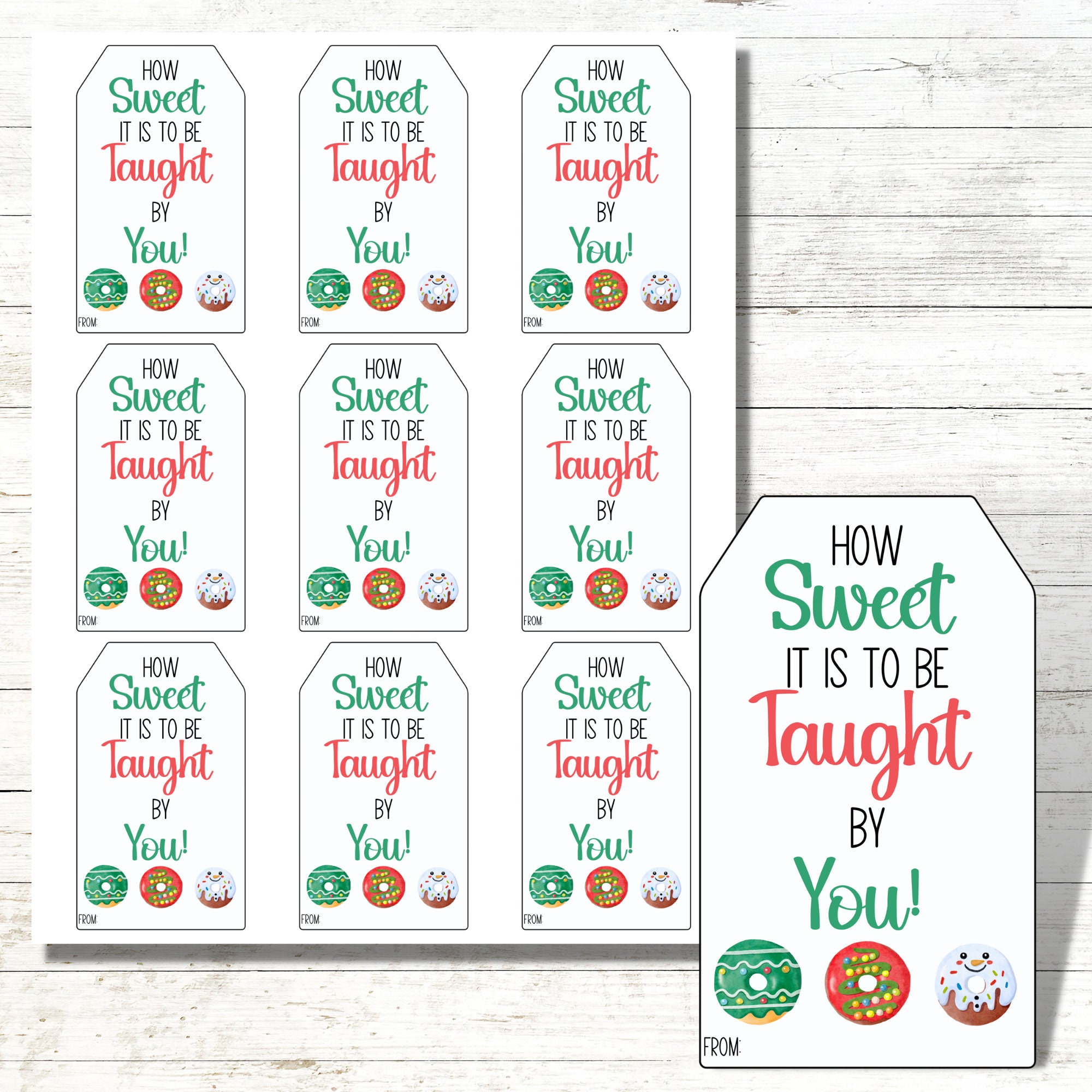 Christmas Teacher Gift Tags How Sweet It is to Be Taught by - Etsy