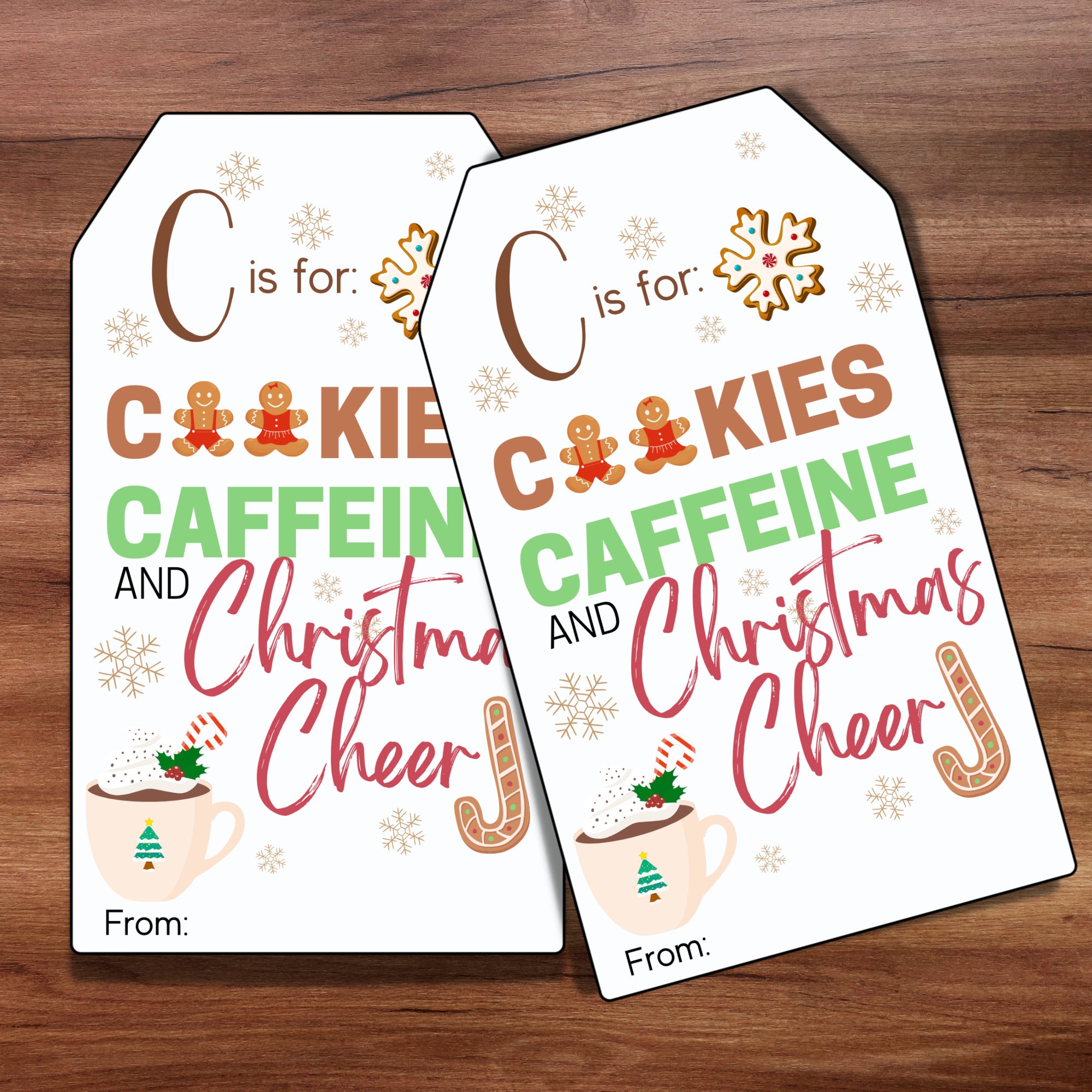 Christmas Teacher Gift Tags, C is for Caffeine and Coffee, Coffee, Gift ...