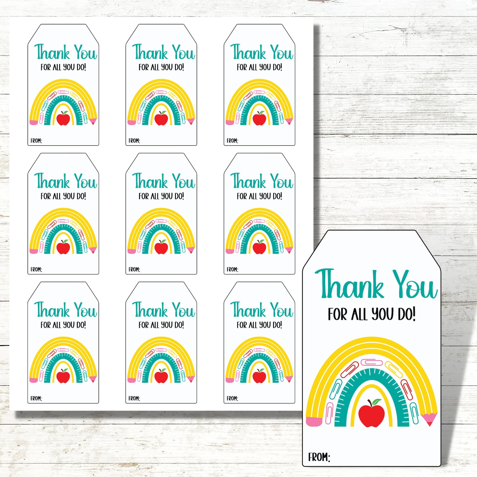 Teacher Appreciation Week Tag, Thank You for All You Do, Treat Tag ...