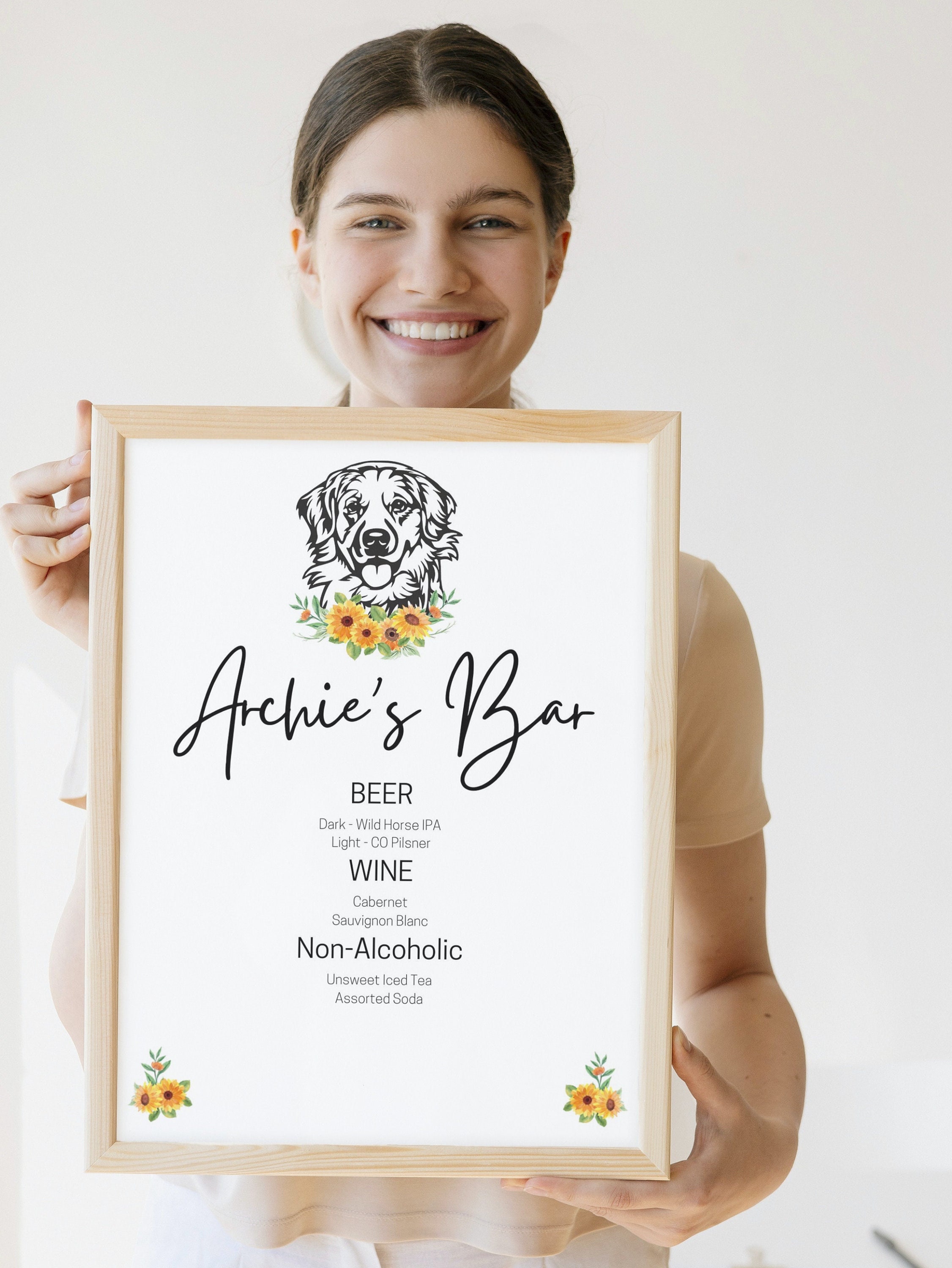 Golden Retriever Custom Printable Wedding Dog Bar Sign | Pet Wedding ...