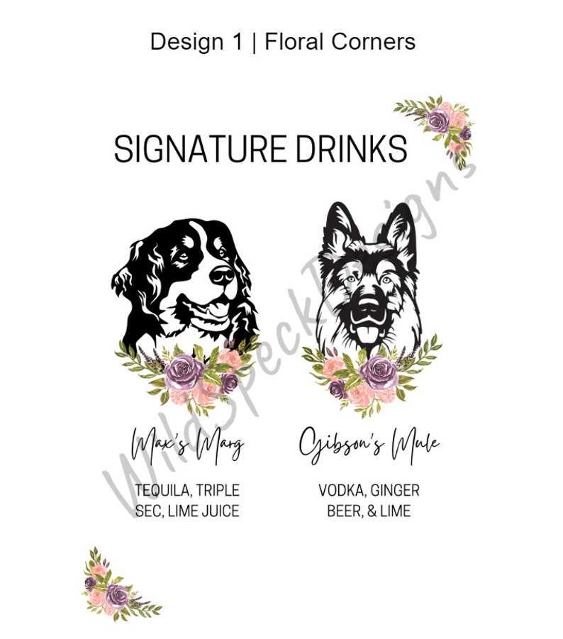 Two/multi Dog Signature Drink | Custom Printable Wedding Dog Bar Sign ...
