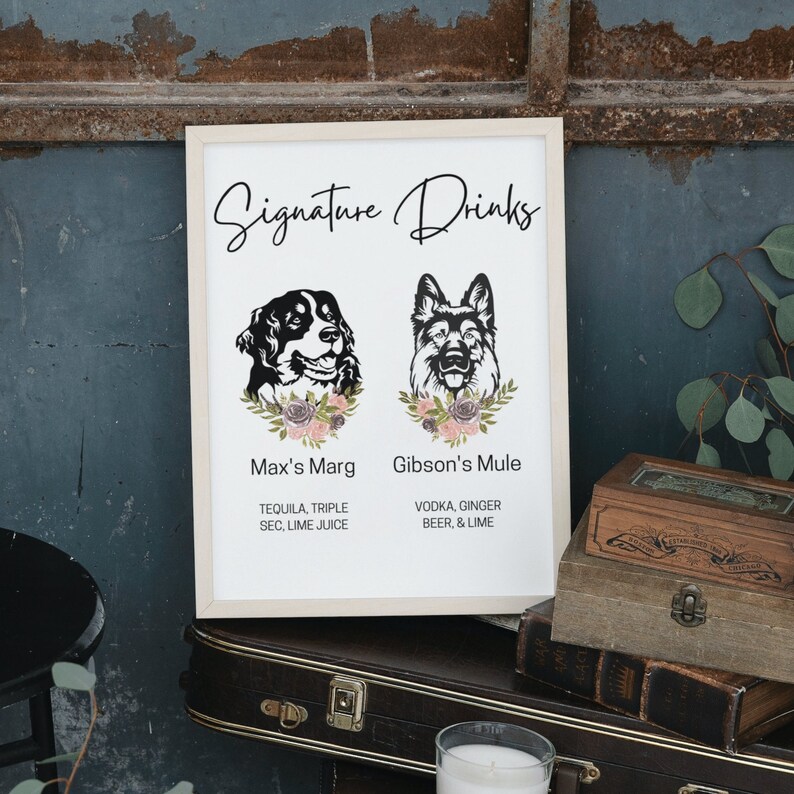 Two/multi Dog Signature Drink | Custom Printable Wedding Dog Bar Sign ...