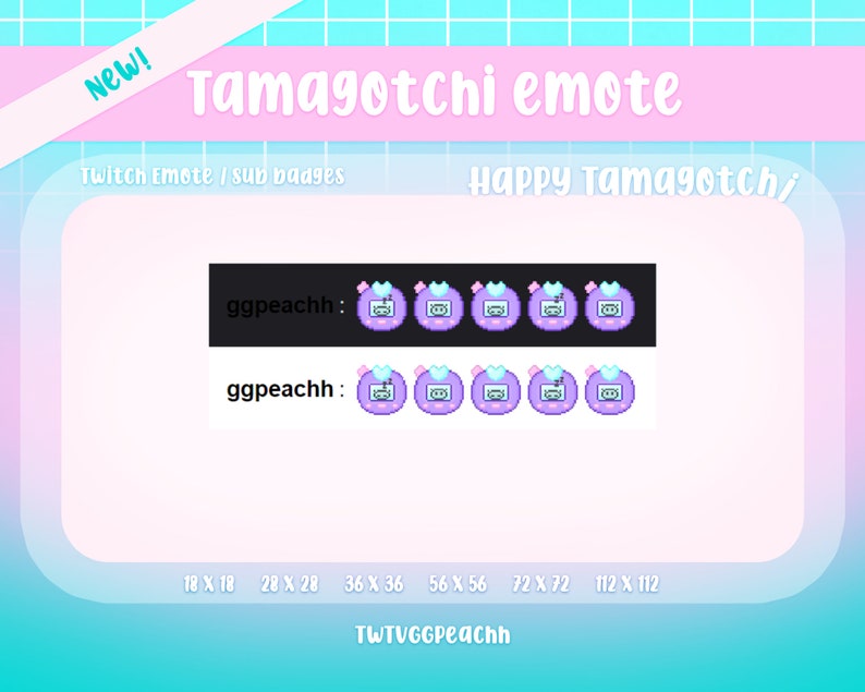 CUTE ANIMATED Tamagotchi Twitch Emotes / Sub Badges / Kawaii Bits Cheer ...
