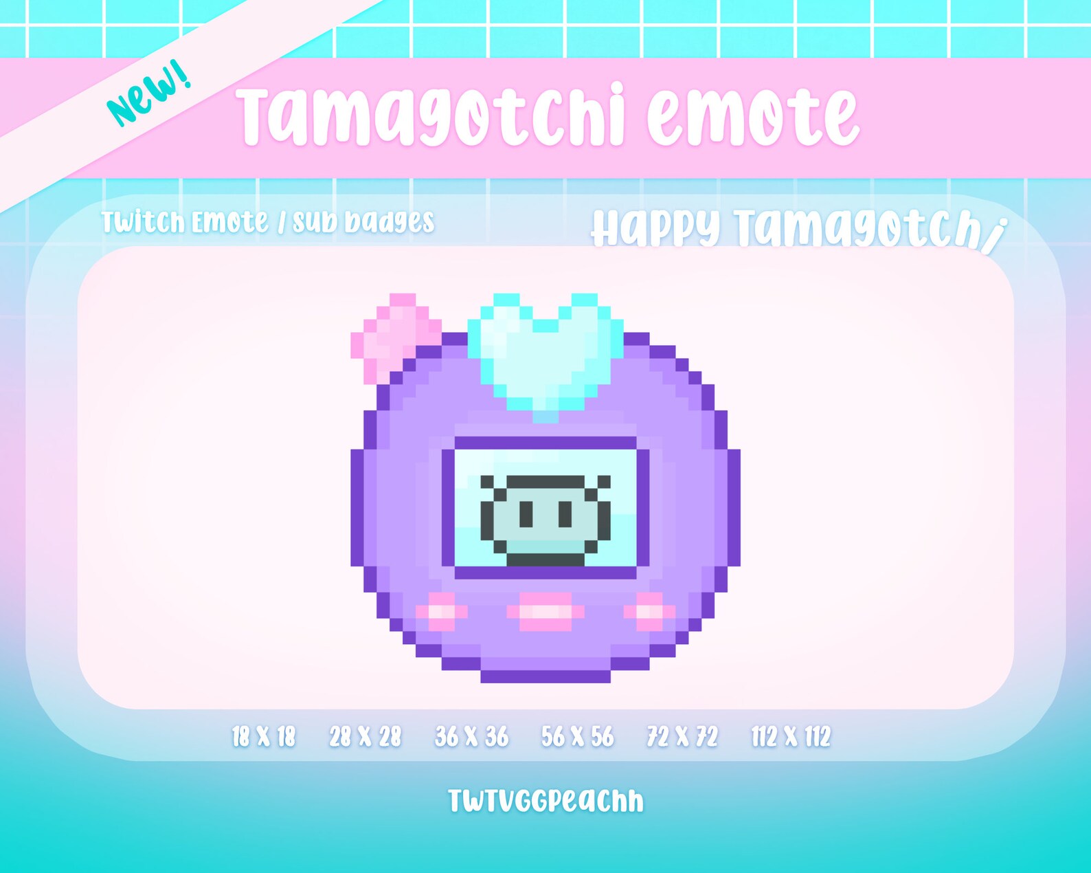 CUTE ANIMATED Tamagotchi Twitch Emotes / Sub Badges / Kawaii Bits Cheer ...