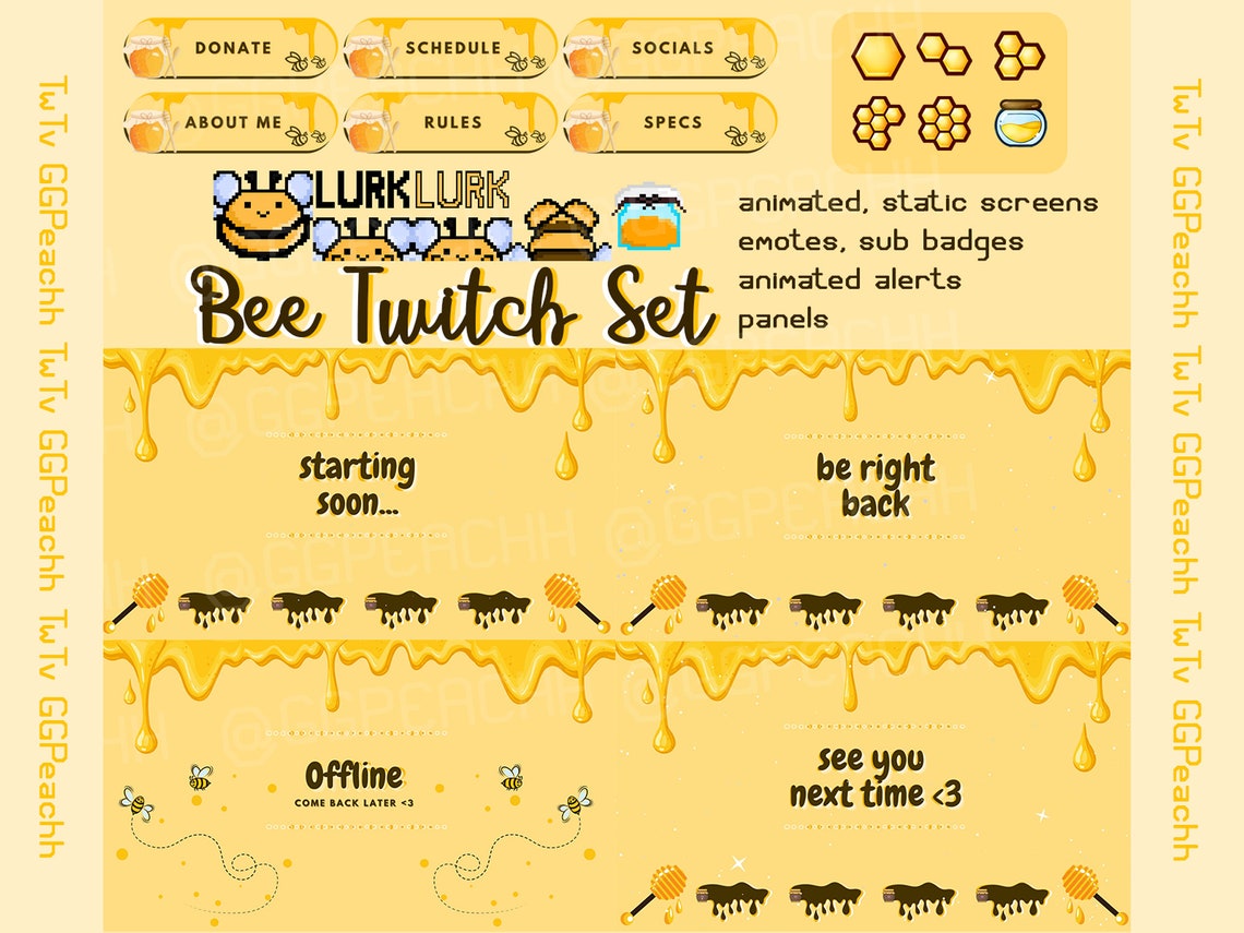 Bee Twitch Overlay With Panelsemotes Sub Badges Channel - Etsy