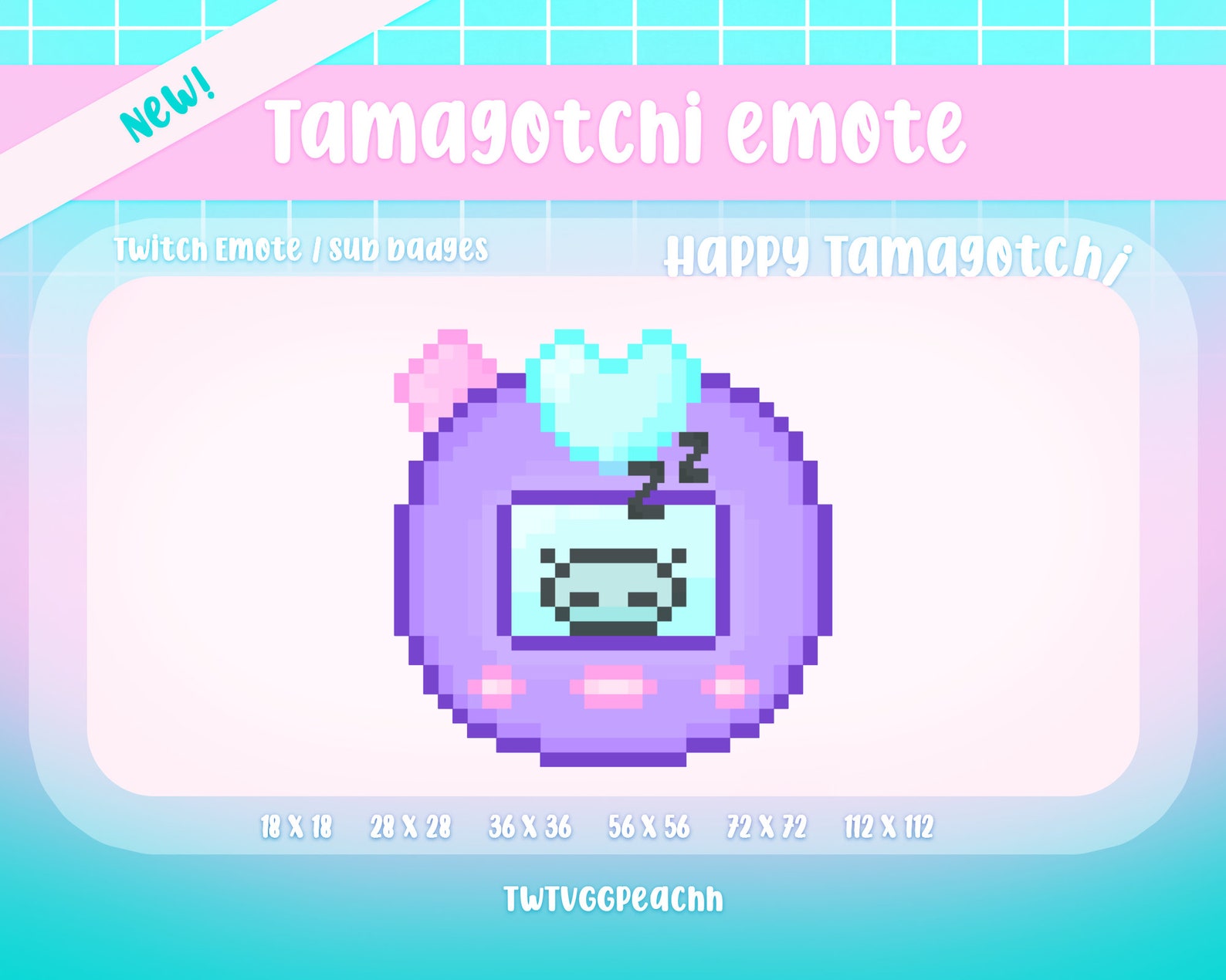 CUTE ANIMATED Tamagotchi Twitch Emotes / Sub Badges / Kawaii Bits Cheer ...