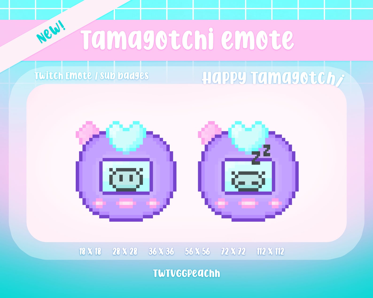 CUTE ANIMATED Tamagotchi Twitch Emotes / Sub Badges / Kawaii Bits Cheer ...