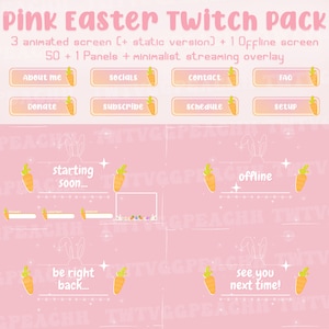 Animated Pink Easter Bunny Stream Overlay, Twitch Pack Overlay for ...
