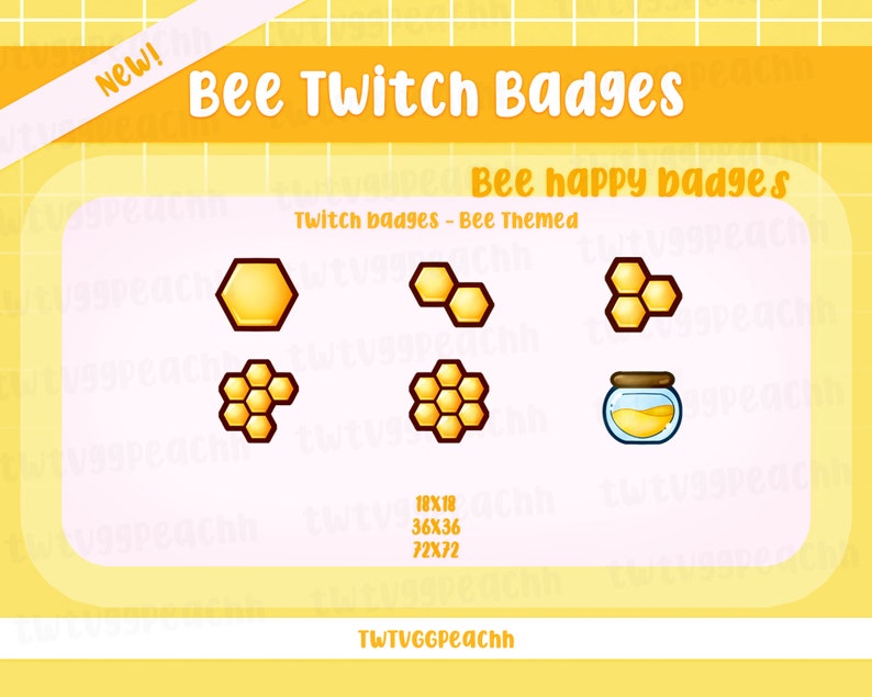Bee Twitch Sub Badges / Cute Honey Emotes for Discord / Honey Jar Bit ...