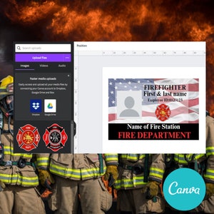 Editable Firefighter ID Card: USA Flag Design for Cosplay & Crews Canva ...