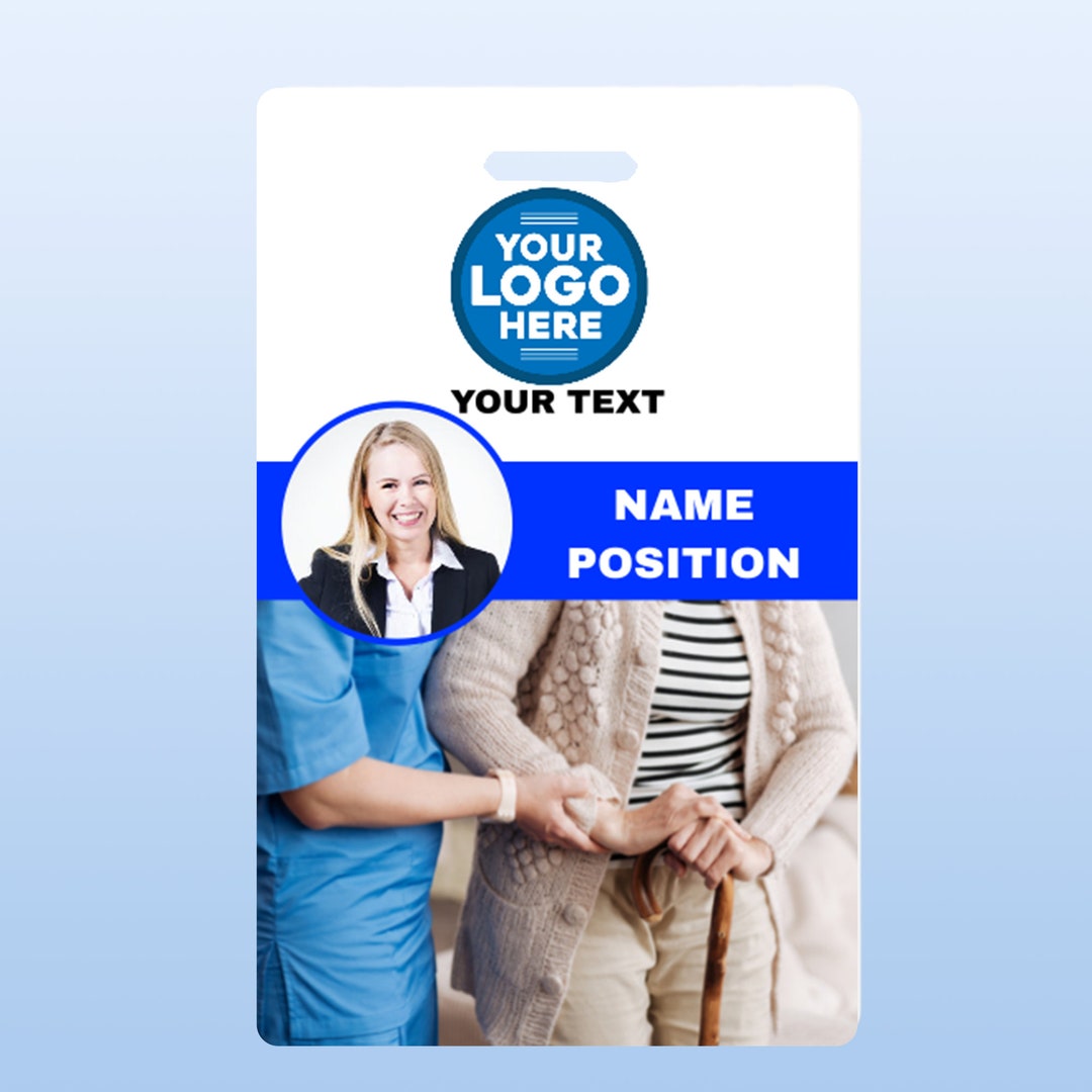 Care Worker ID Card-detailed Personalized Identification Card-business ...
