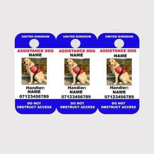 Custom Assistance Dog UK Law Card With 3 Personalized Dog Tag and Blue ...