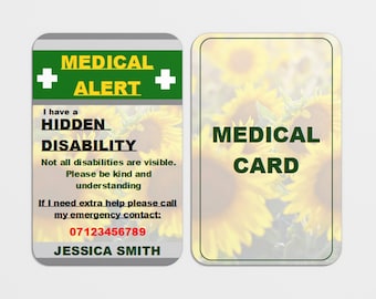 Medical Alert Identification Card, Thick 400lb Card Stock MYIDCARD - Etsy