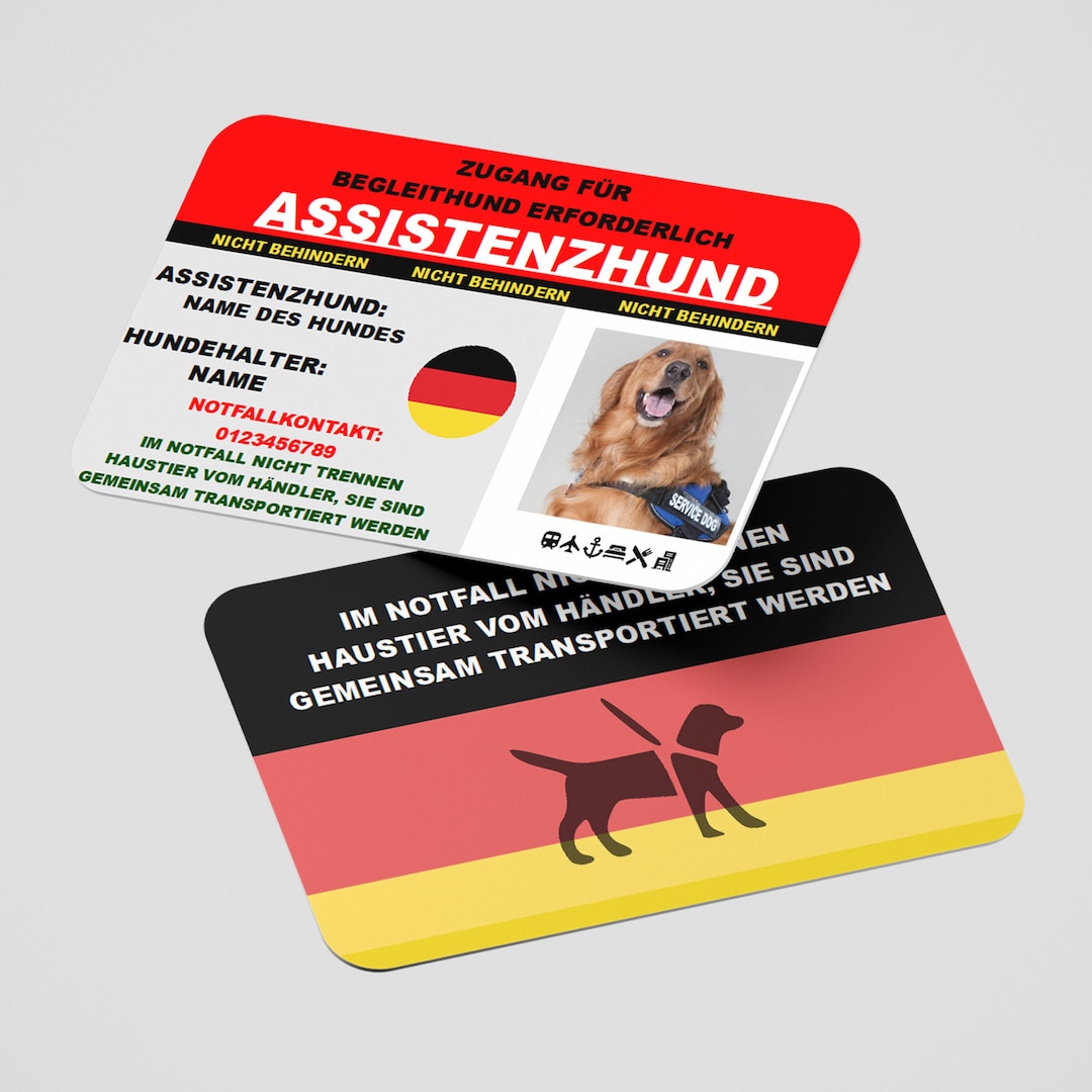 Assistance Dog Card in German Assistenzhundekarte - Etsy
