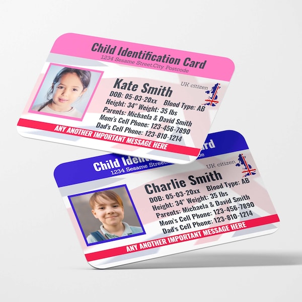 Personalized Kids Id Card - Etsy
