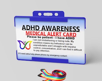 ADHD Awareness Medical Alert ID Card Template Invisible Disability ...