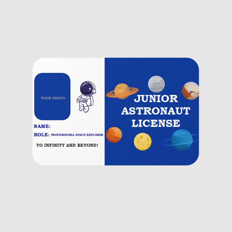 Astronaut ID Card Kids Novelty ID Badge Personalized - Etsy UK
