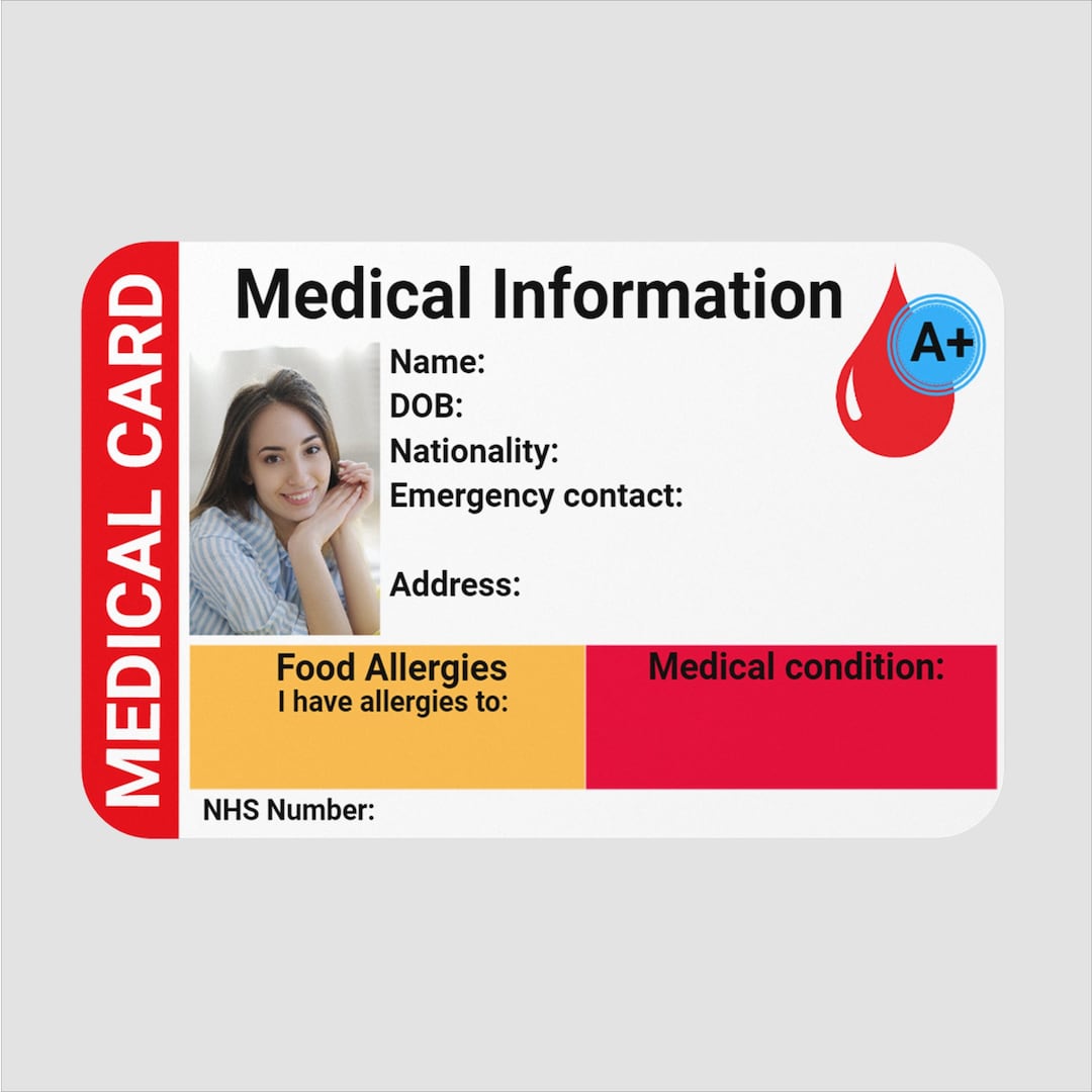 Medical Card Personalized ID Card Medical Alert Card-lanyard and Card ...