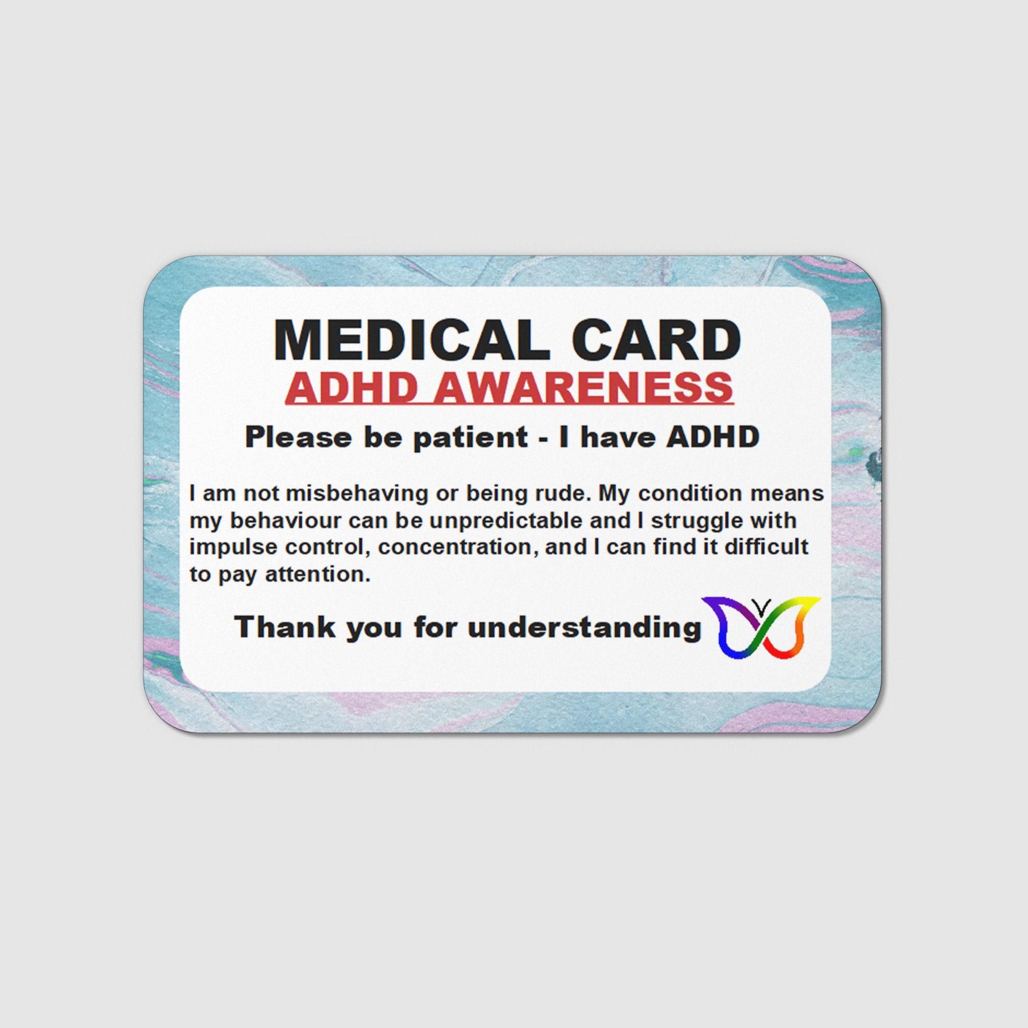 ADHD Medical Awareness Card - Etsy