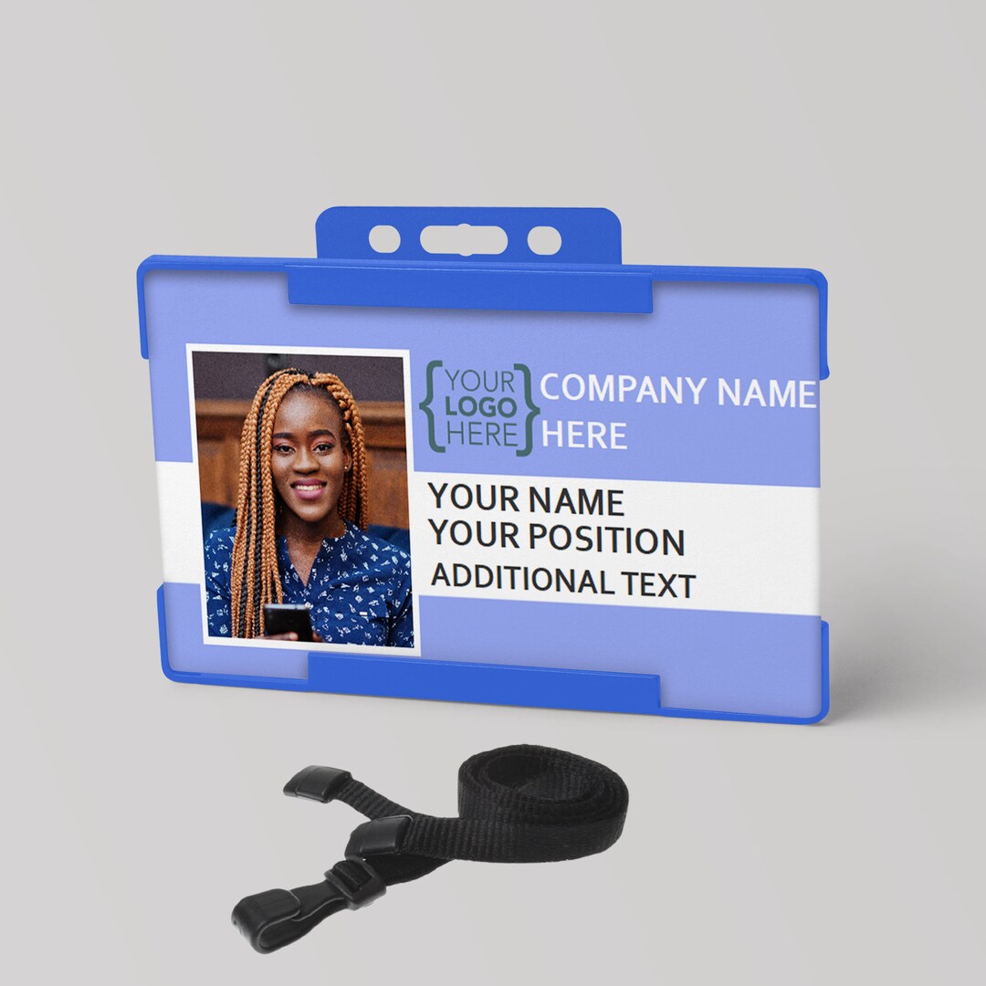 Personalized Staff Photo ID Card IC11 Blue Modern Design - Etsy
