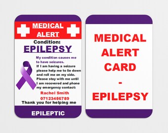 Epilepsy Emergency Wallet Card I.C.E Card ID Epilepsy Medical Card PVC ...