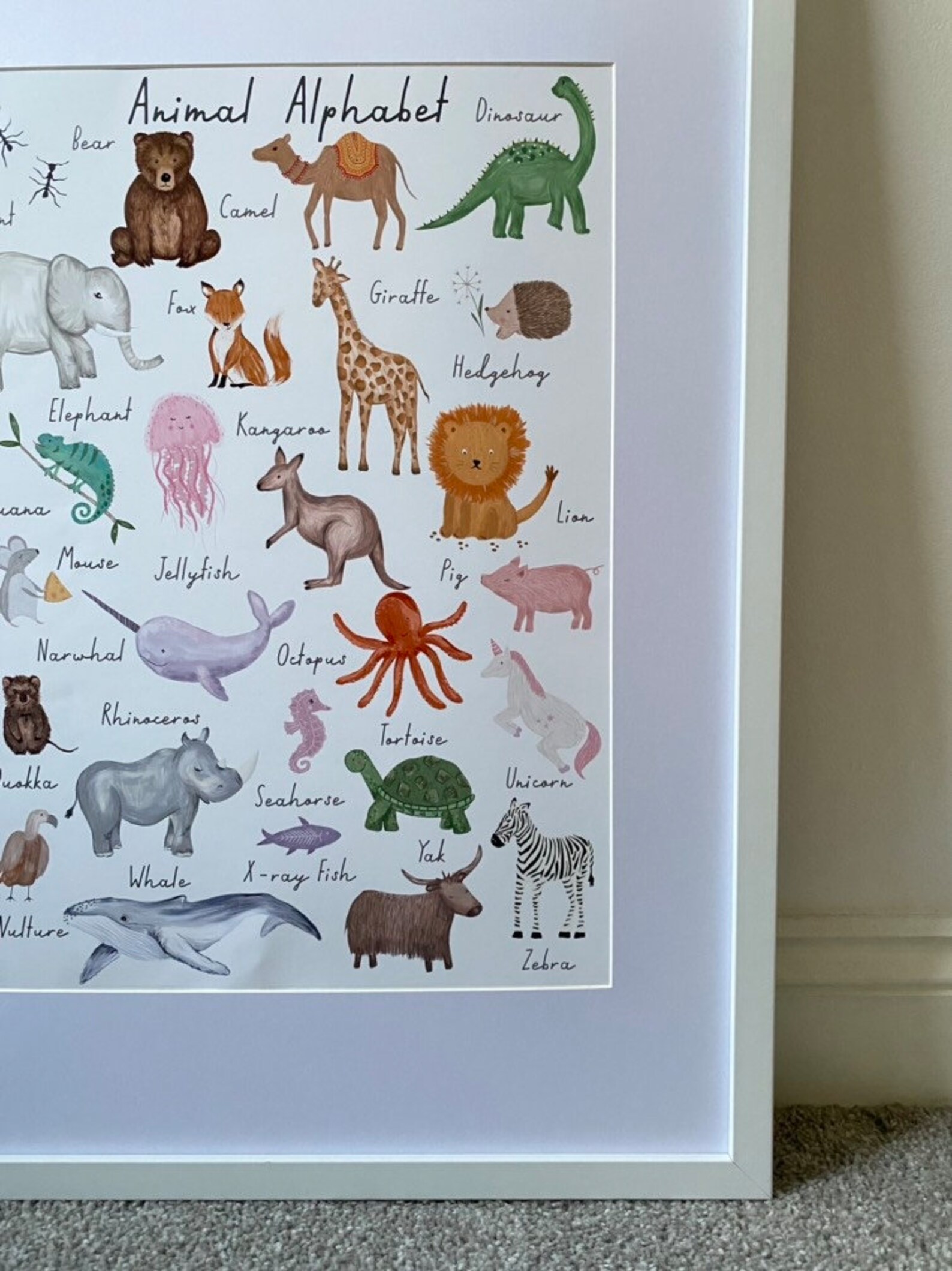 Animal Alphabet Nursery Wall Art Print A3 Baby Nursery Print - Etsy