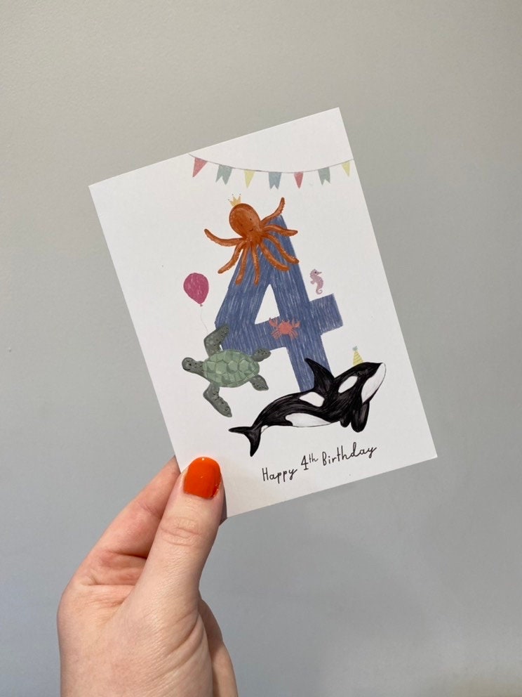 Number Birthday Card Birthday Greeting Card Unisex Card Baby Girl Card ...