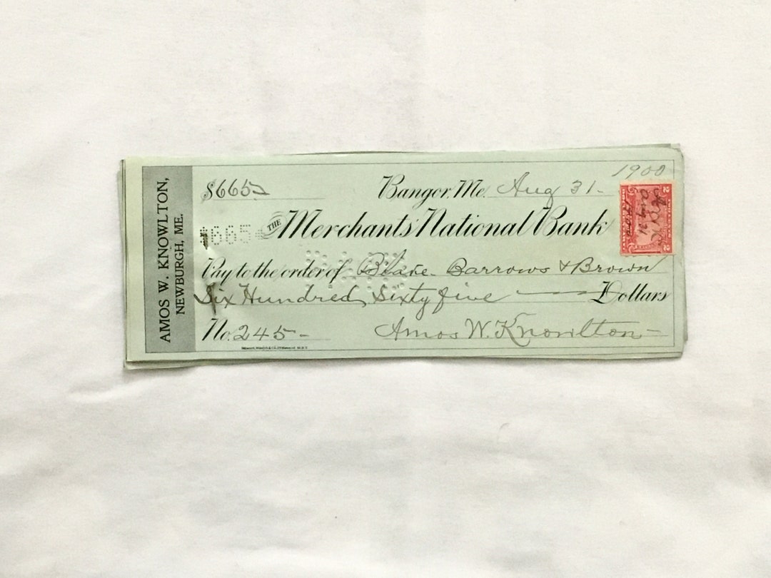 11 Antique 1900 Canceled Checks, Victorian 2 Cent Documentary Stamps ...