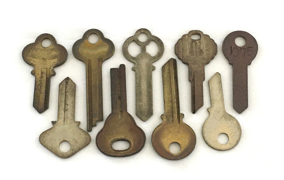 9 Authentic Vintage / Antique Uncut Keys, Key Blanks Repurpose, Upcycle ...