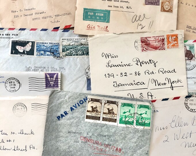 Mystery Pack of Vintage Envelopes! Worldwide Stamps, Air Mail, Colorful ...