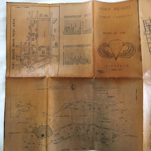 Vintage US Airborne Fort Bragg North Carolina 1974, Blueprint Map ...