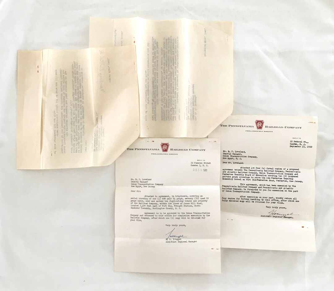 Authentic Vintage PA Railroad Letters 1960s Union Transport New Egypt ...