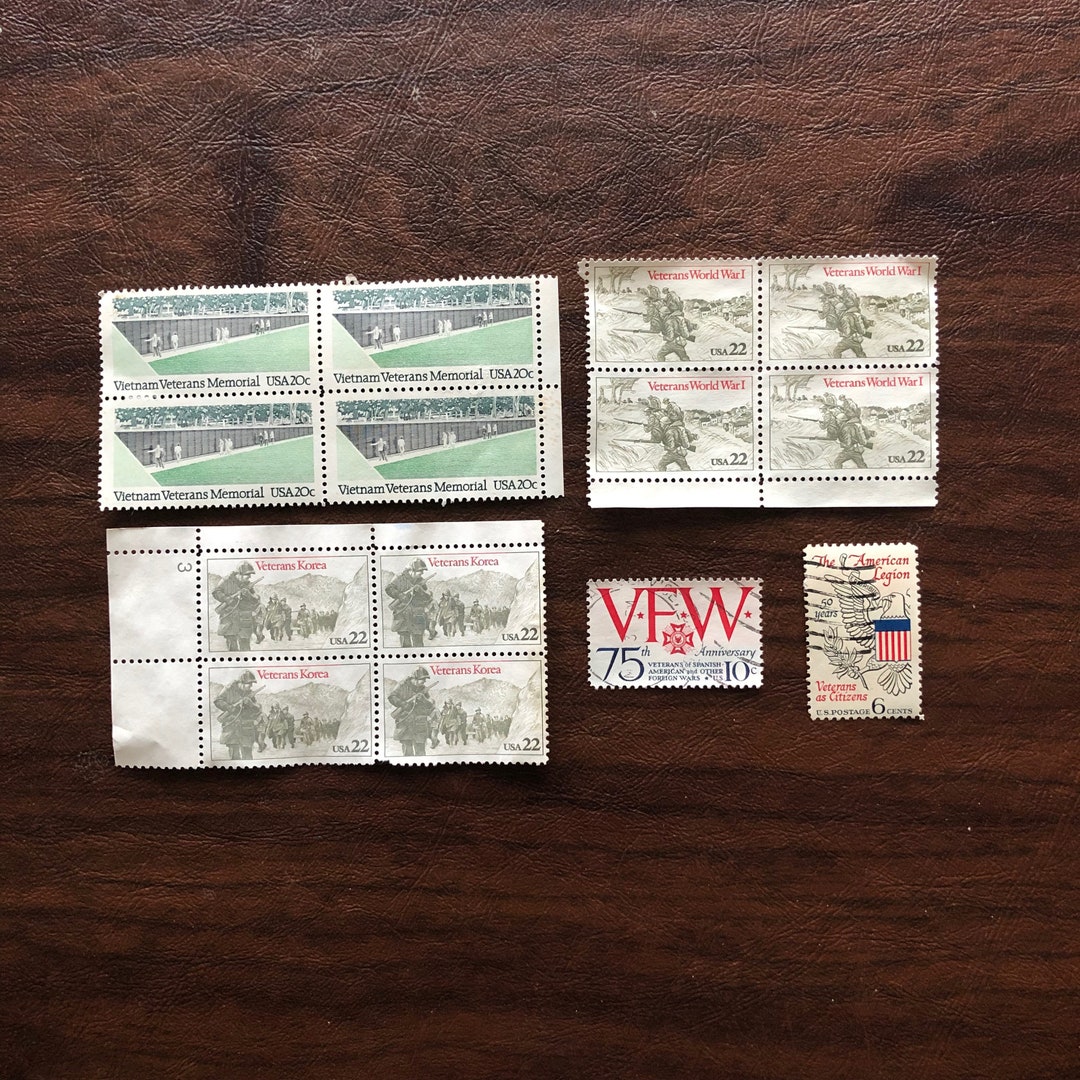 Vintage Veteran Stamps, 1960s-1980s USA Stamps, Hand Curated | Gift for ...