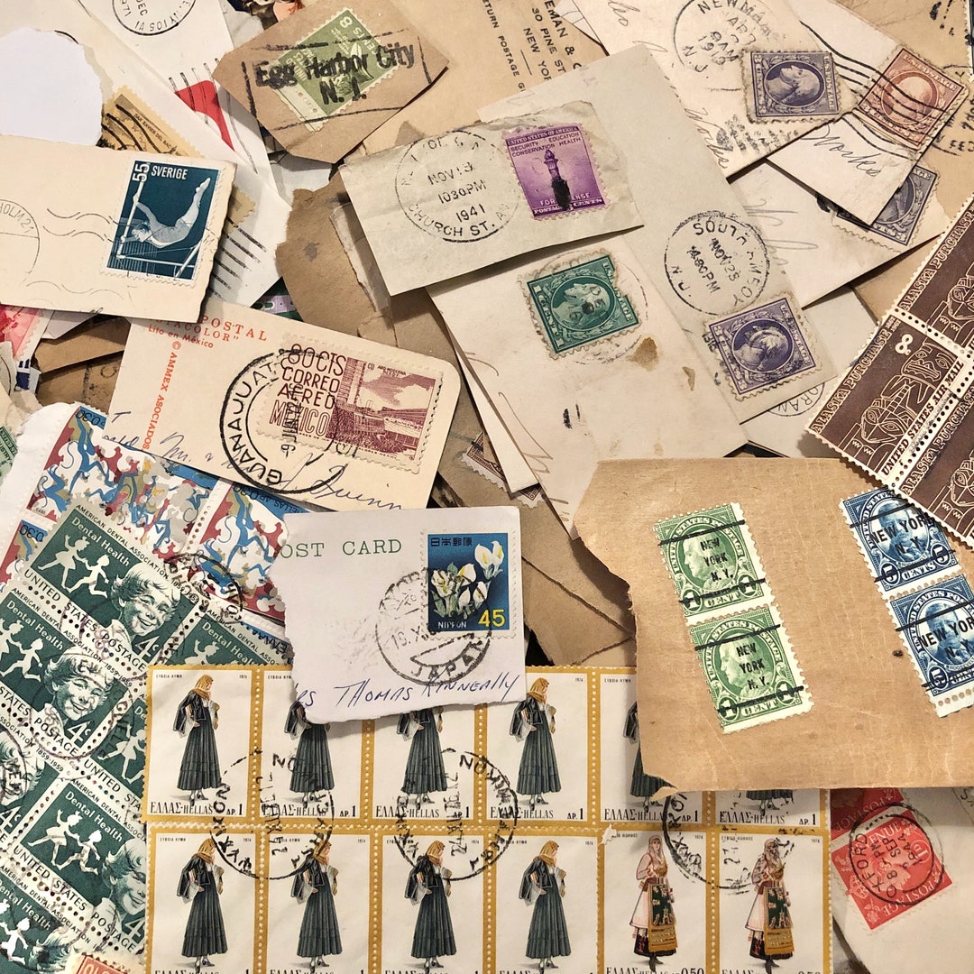 210 Vintage Worldwide Stamps, Full Postmark Stamps, Precancel Stamps ...