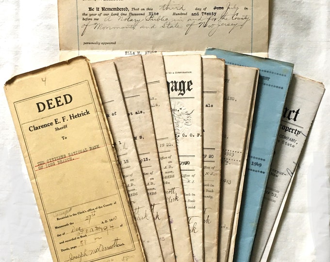 9 Authentic Antique & Vintage Deeds 1910-1953 Notary Legal Document ...