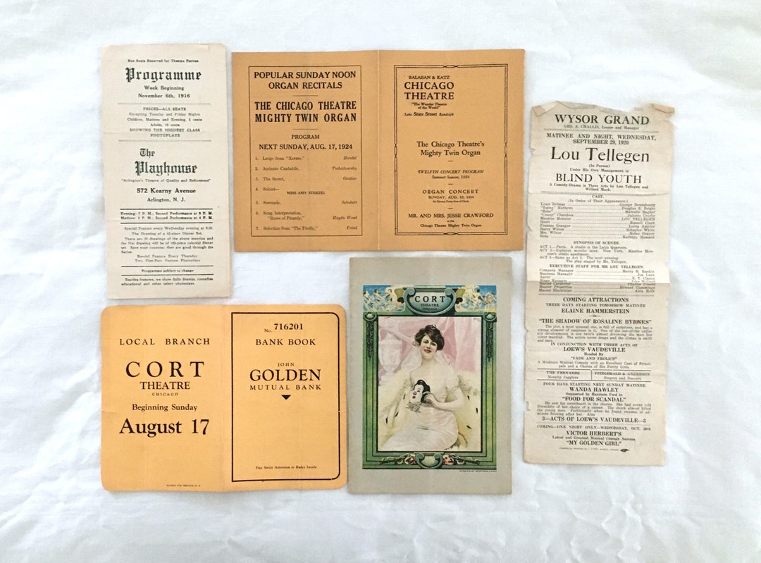 1916-1925 Theater Programs Plays, Authentic Antique, Movies, Photoplays ...