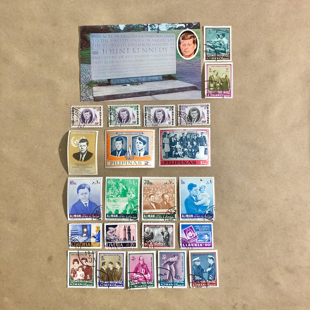 John F. Kennedy Commemorative Stamps & Postcard, JFK Stamps, Hand ...
