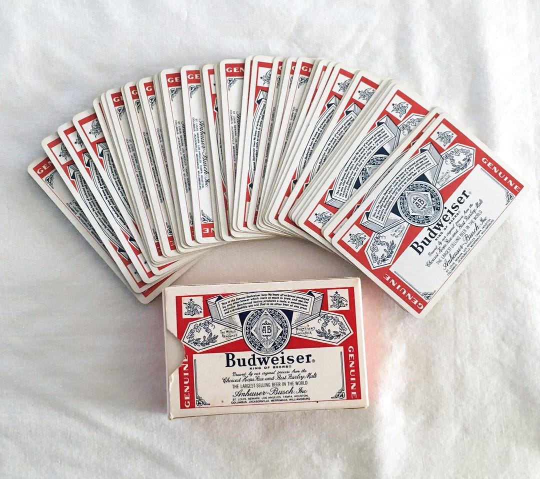 Authentic Vintage Budweiser Playing Cards Sealed Complete Deck ...