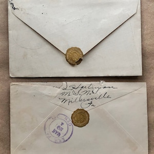 Vintage Envelopes GOLD Wax Seals, 1920s Envelopes, Old Handwriting ...