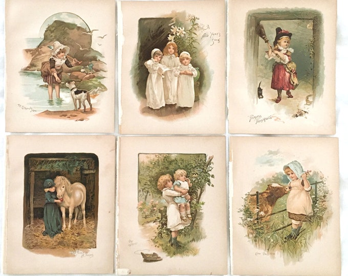 Authentic Antique 1880s Victorian Happy Days Book Pages Color ...