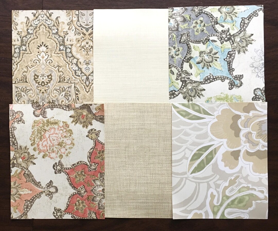 Vintage Boho Wallpaper Squares USA Made Neutral Beige Apricot Blue ...