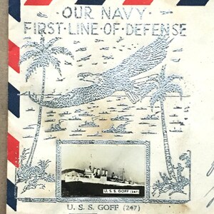 Vintage WWII 1941 US Navy Air Mail Envelope, Crosby, USS Goff Destroyer ...