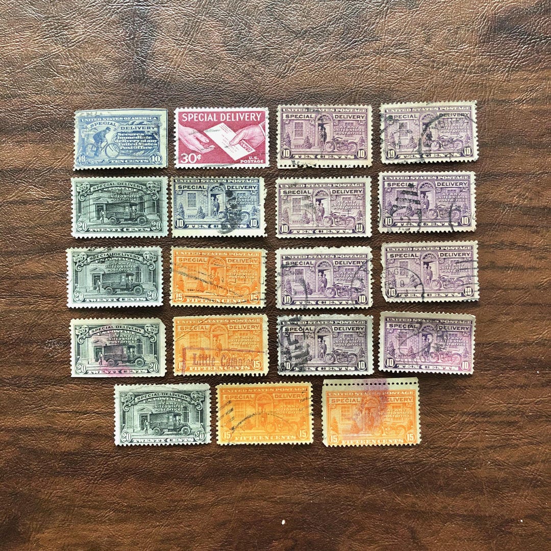 Vintage Special Delivery Stamps, 1917-1957 USA Stamps, Hand Curated ...
